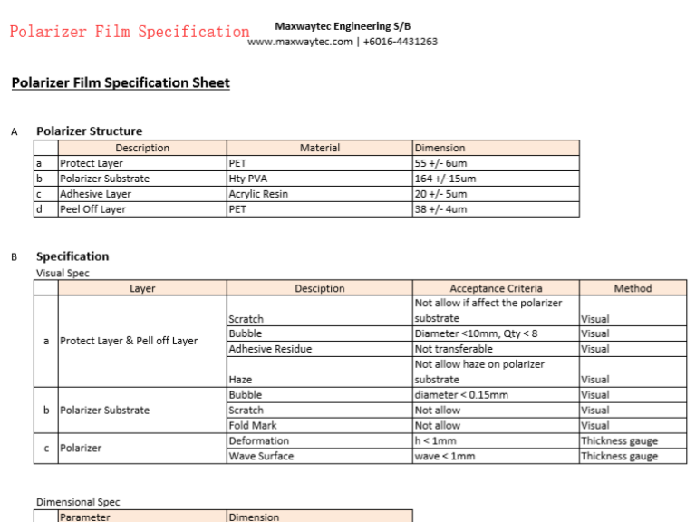 Polarize Film for LCD Panel | Maxwaytec Engineering